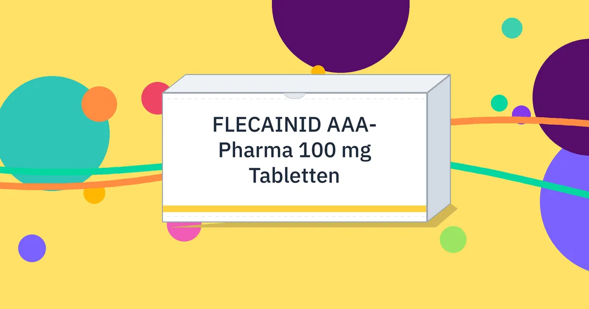 Symbolbild: Packung mit der Aufschrift FLECAINID AAA-Pharma 100 mg Tabletten (PZN 17244806) – Verfügbarkeit und Bezug in Apotheken in Frankfurt am Main