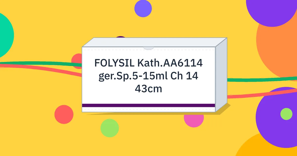 Symbolbild: Packung mit der Aufschrift FOLYSIL Kath.AA6114 ger.Sp.5-15ml Ch 14 43cm (PZN 00151986) – Verfügbarkeit und Bezug in Apotheken in Frankfurt am Main