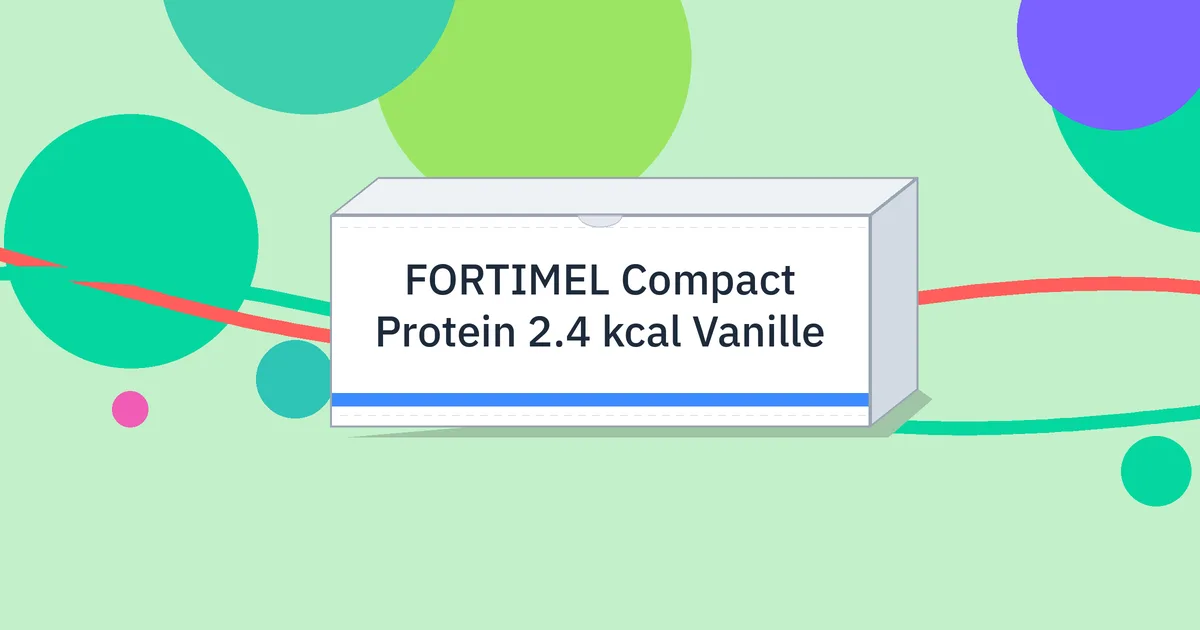Symbolbild: Packung mit der Aufschrift FORTIMEL Compact Protein 2.4 kcal Vanille (PZN 19881629) – Verfügbarkeit und Bezug in Apotheken in Frankfurt am Main