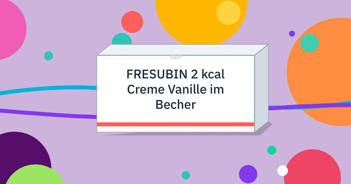 Symbolbild: Packung mit der Aufschrift FRESUBIN 2 kcal Creme Vanille im Becher (PZN 19750732) – Verfügbarkeit und Bezug in Apotheken in Frankfurt am Main