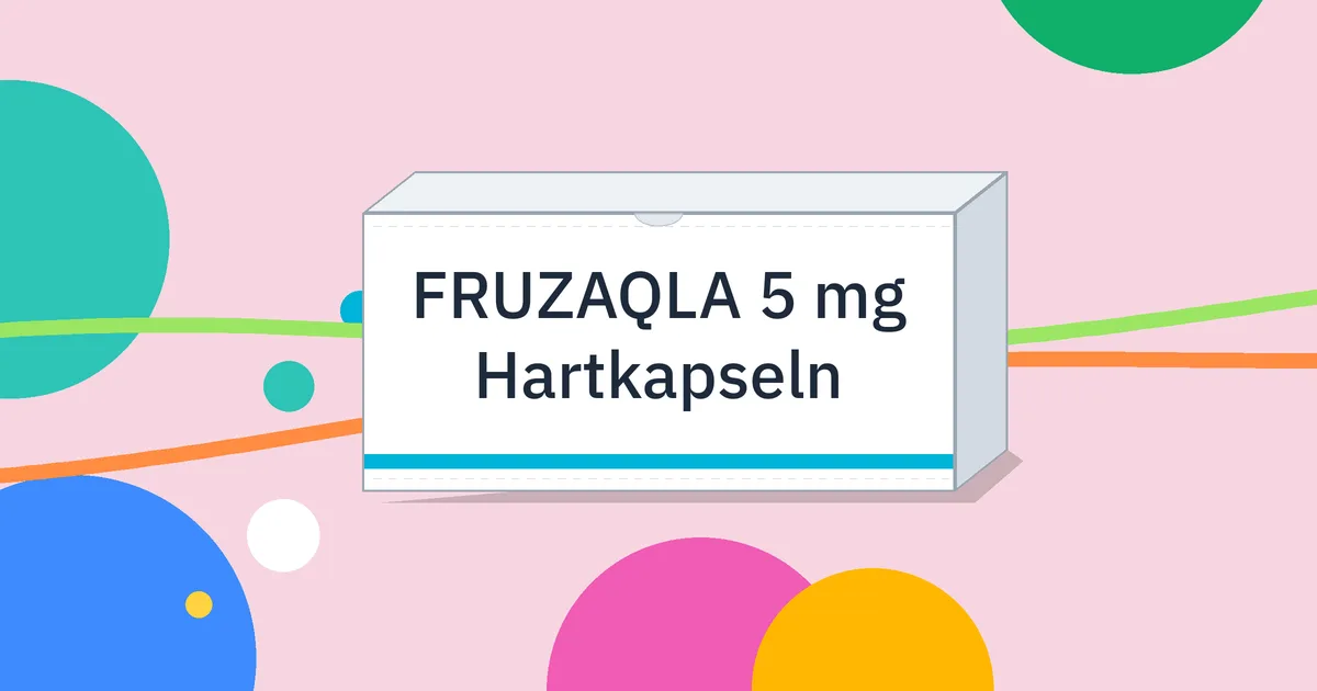 Symbolbild: Packung mit der Aufschrift FRUZAQLA 5 mg Hartkapseln (PZN 19346066) – Verfügbarkeit und Bezug in Apotheken in Frankfurt am Main