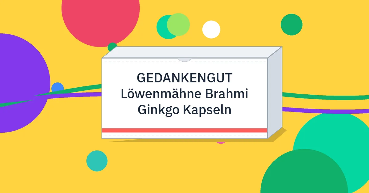 Symbolbild: Packung mit der Aufschrift GEDANKENGUT Löwenmähne Brahmi Ginkgo Kapseln (PZN 19522534) – Verfügbarkeit und Bezug in Apotheken in Frankfurt am Main