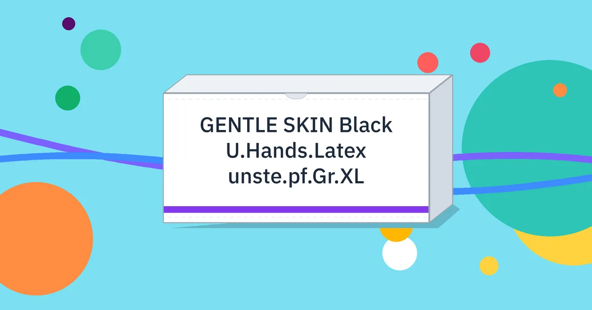 Symbolbild: Packung mit der Aufschrift GENTLE SKIN Black U.Hands.Latex unste.pf.Gr.XL (PZN 11352802) – Verfügbarkeit und Bezug in Apotheken in Frankfurt am Main