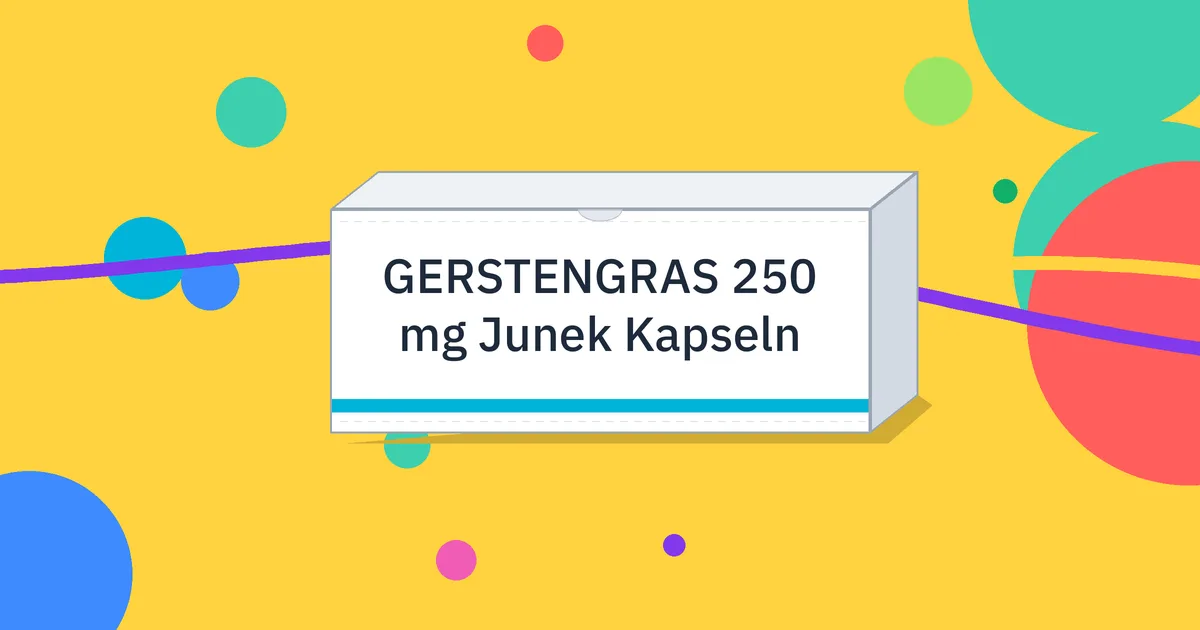 Symbolbild: Packung mit der Aufschrift GERSTENGRAS 250 mg Junek Kapseln (PZN 10051346) – Verfügbarkeit und Bezug in Apotheken in Frankfurt am Main