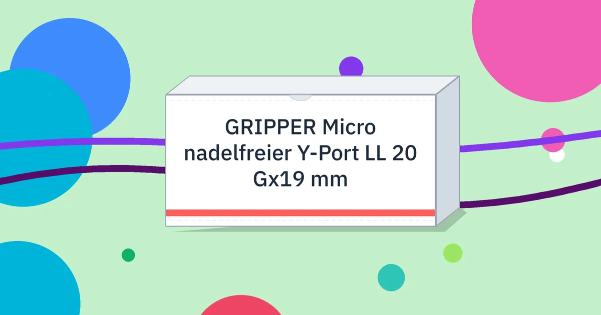 Symbolbild: Packung mit der Aufschrift GRIPPER Micro nadelfreier Y-Port LL 20 Gx19 mm (PZN 09675478) – Verfügbarkeit und Bezug in Apotheken in Frankfurt am Main
