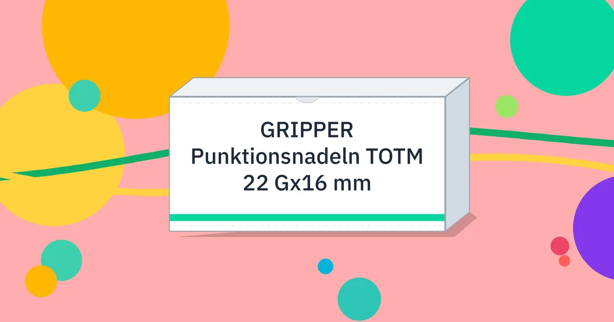 Symbolbild: Packung mit der Aufschrift GRIPPER Punktionsnadeln TOTM 22 Gx16 mm (PZN 06101127) – Verfügbarkeit und Bezug in Apotheken in Frankfurt am Main