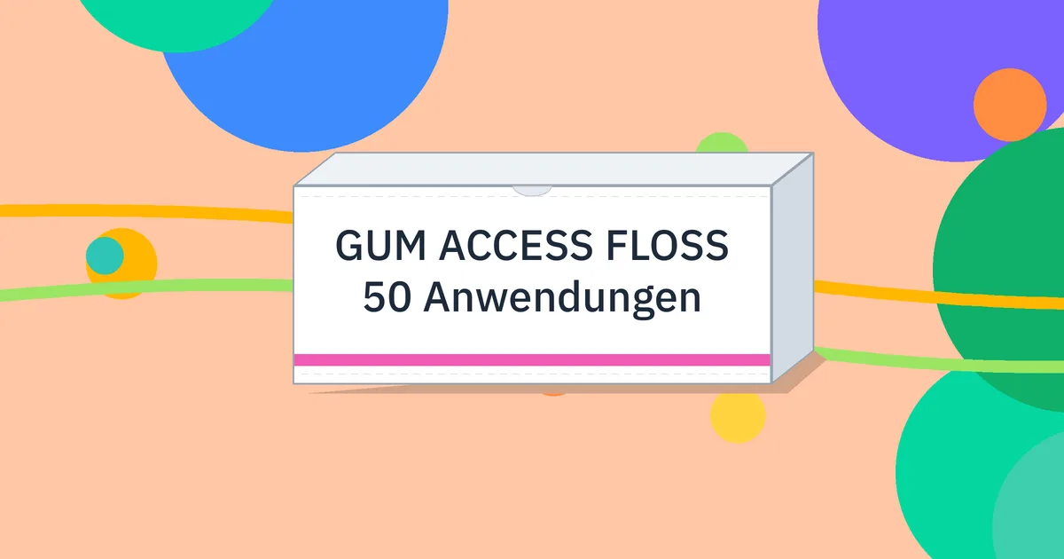 Symbolbild: Packung mit der Aufschrift GUM ACCESS FLOSS 50 Anwendungen (PZN 04364319) – Verfügbarkeit und Bezug in Apotheken in Frankfurt am Main