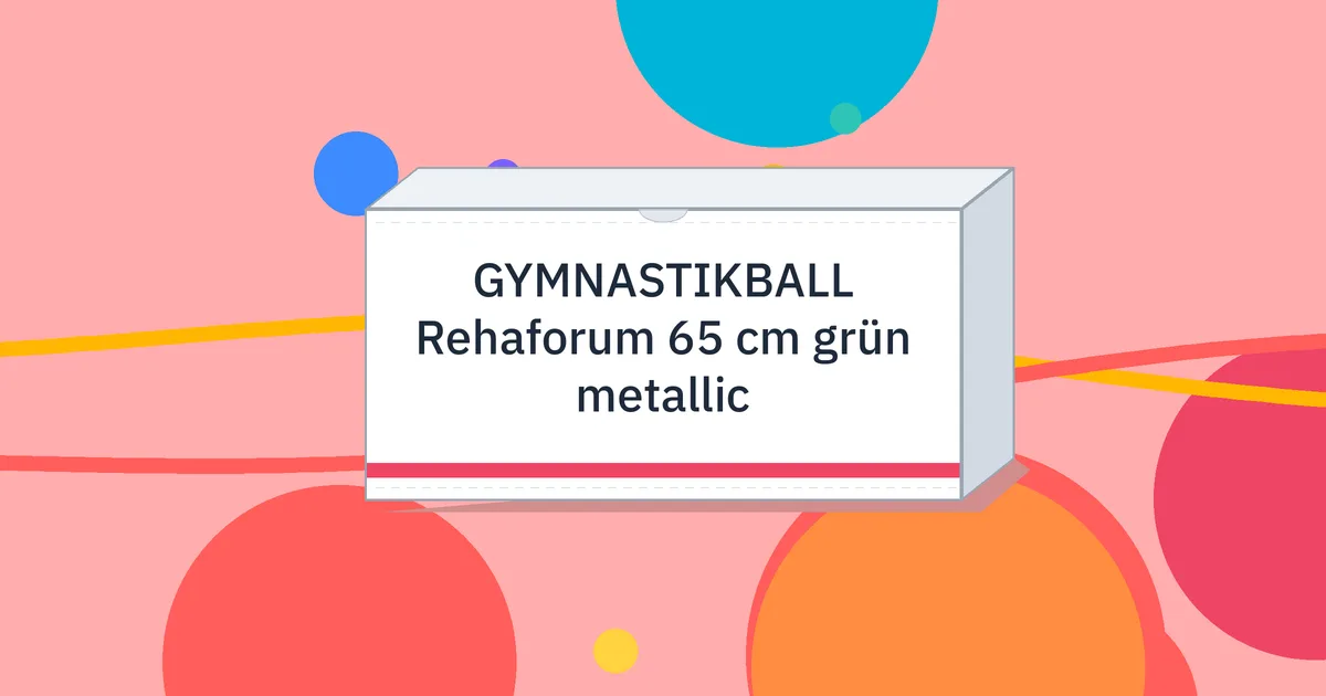 Symbolbild: Packung mit der Aufschrift GYMNASTIKBALL Rehaforum 65 cm grün metallic (PZN 02716553) – Verfügbarkeit und Bezug in Apotheken in Frankfurt am Main