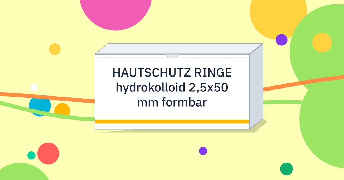 Symbolbild: Packung mit der Aufschrift HAUTSCHUTZ RINGE hydrokolloid 2,5x50 mm formbar (PZN 10169852) – Verfügbarkeit und Bezug in Apotheken in Frankfurt am Main