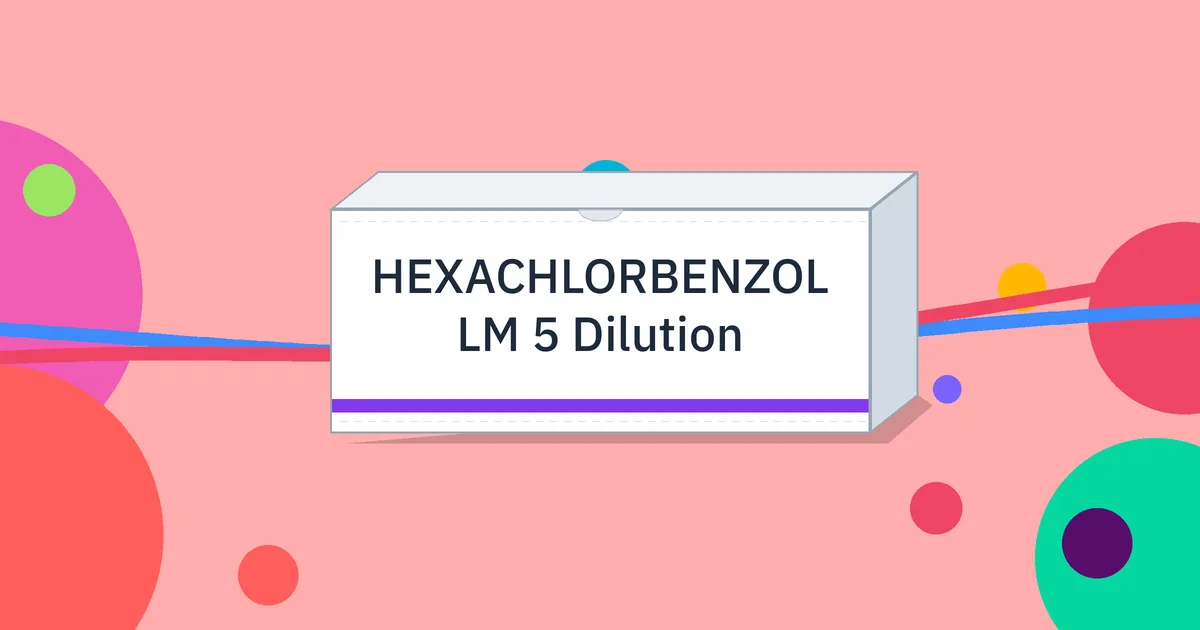 Symbolbild: Packung mit der Aufschrift HEXACHLORBENZOL LM 5 Dilution (PZN 12888723) – Verfügbarkeit und Bezug in Apotheken in Frankfurt am Main
