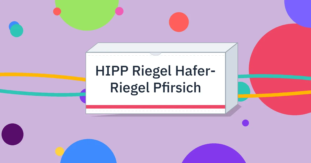 Symbolbild: Packung mit der Aufschrift HIPP Riegel Hafer-Riegel Pfirsich (PZN 17569968) – Verfügbarkeit und Bezug in Apotheken in Frankfurt am Main
