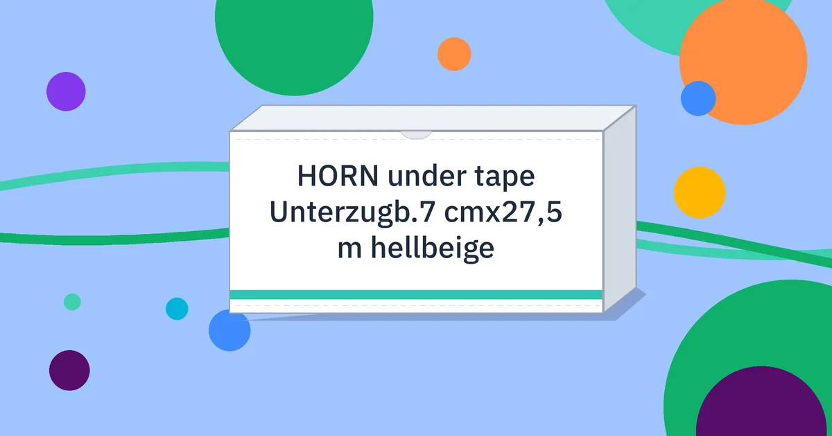 Symbolbild: Packung mit der Aufschrift HORN under tape Unterzugb.7 cmx27,5 m hellbeige (PZN 04679170) – Verfügbarkeit und Bezug in Apotheken in Frankfurt am Main