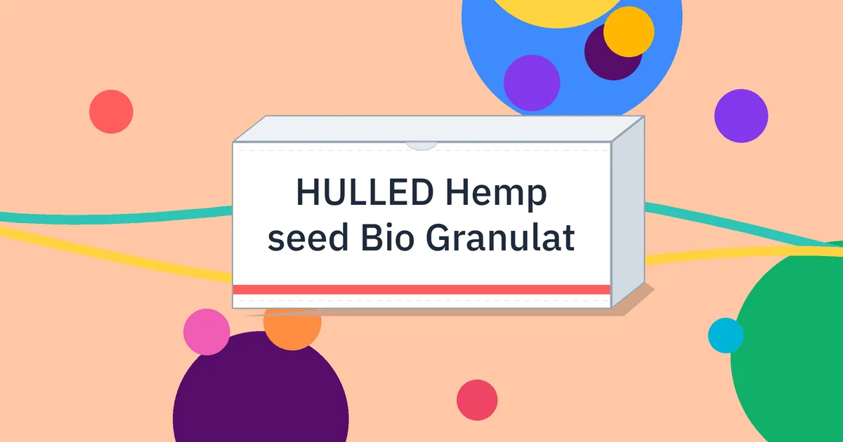 Symbolbild: Packung mit der Aufschrift HULLED Hemp seed Bio Granulat (PZN 18412631) – Verfügbarkeit und Bezug in Apotheken in Frankfurt am Main