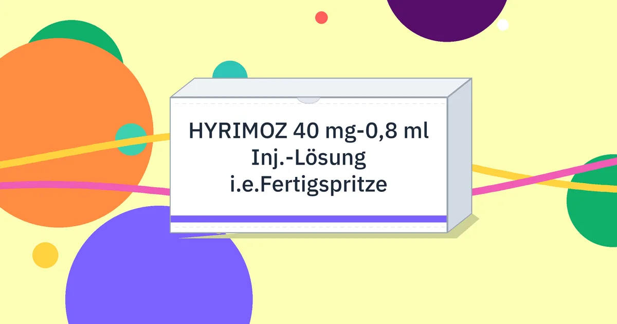 Symbolbild: Packung mit der Aufschrift HYRIMOZ 40 mg-0,8 ml Inj.-Lösung i.e.Fertigspritze (PZN 15870126) – Verfügbarkeit und Bezug in Apotheken in Frankfurt am Main