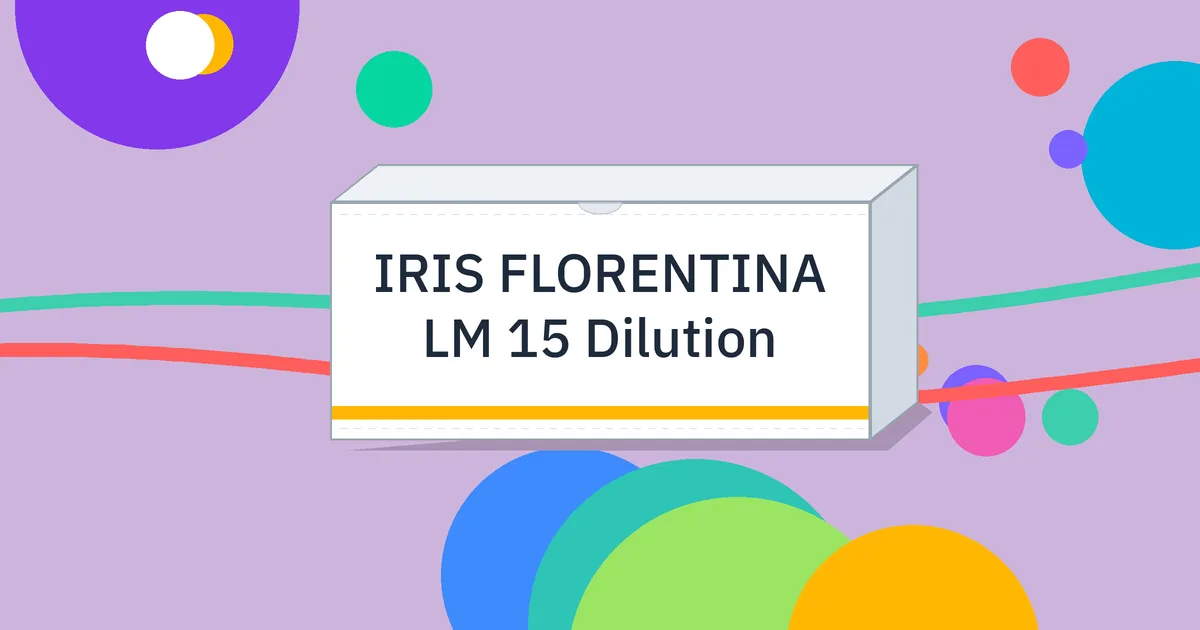 Symbolbild: Packung mit der Aufschrift IRIS FLORENTINA LM 15 Dilution (PZN 13560976) – Verfügbarkeit und Bezug in Apotheken in Frankfurt am Main