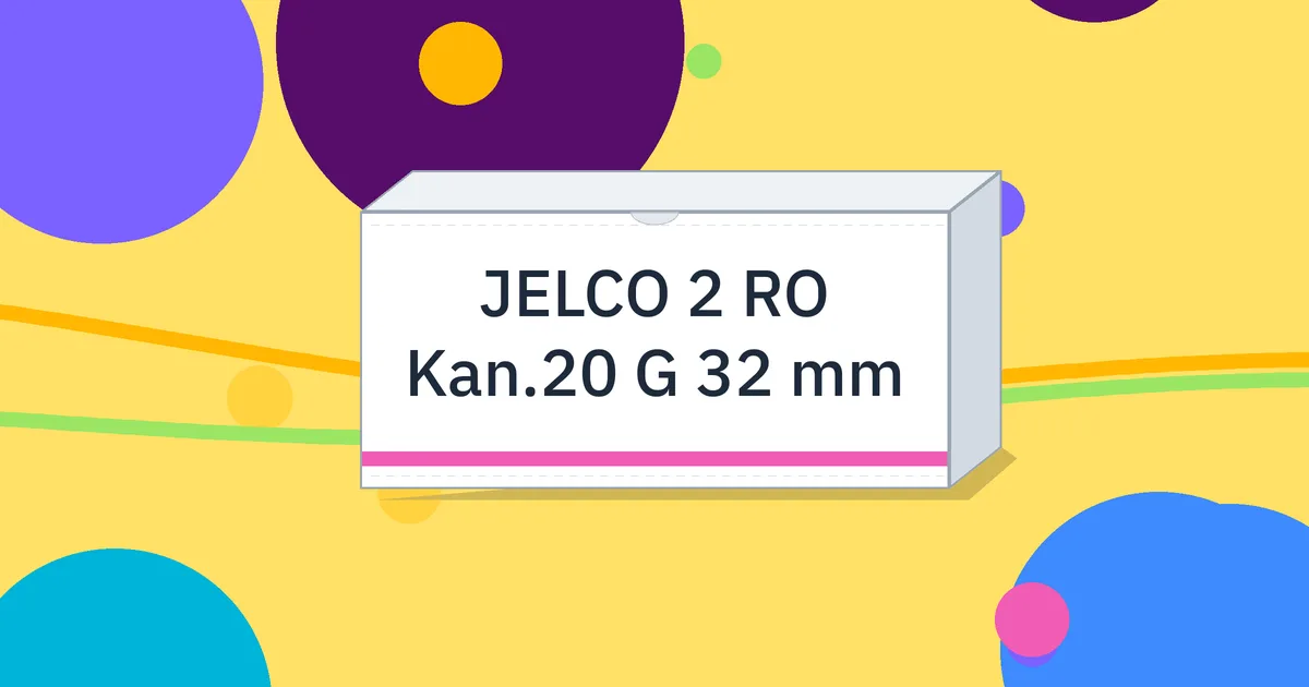 Symbolbild: Packung mit der Aufschrift JELCO 2 RO Kan.20 G 32 mm (PZN 00945769) – Verfügbarkeit und Bezug in Apotheken in Frankfurt am Main