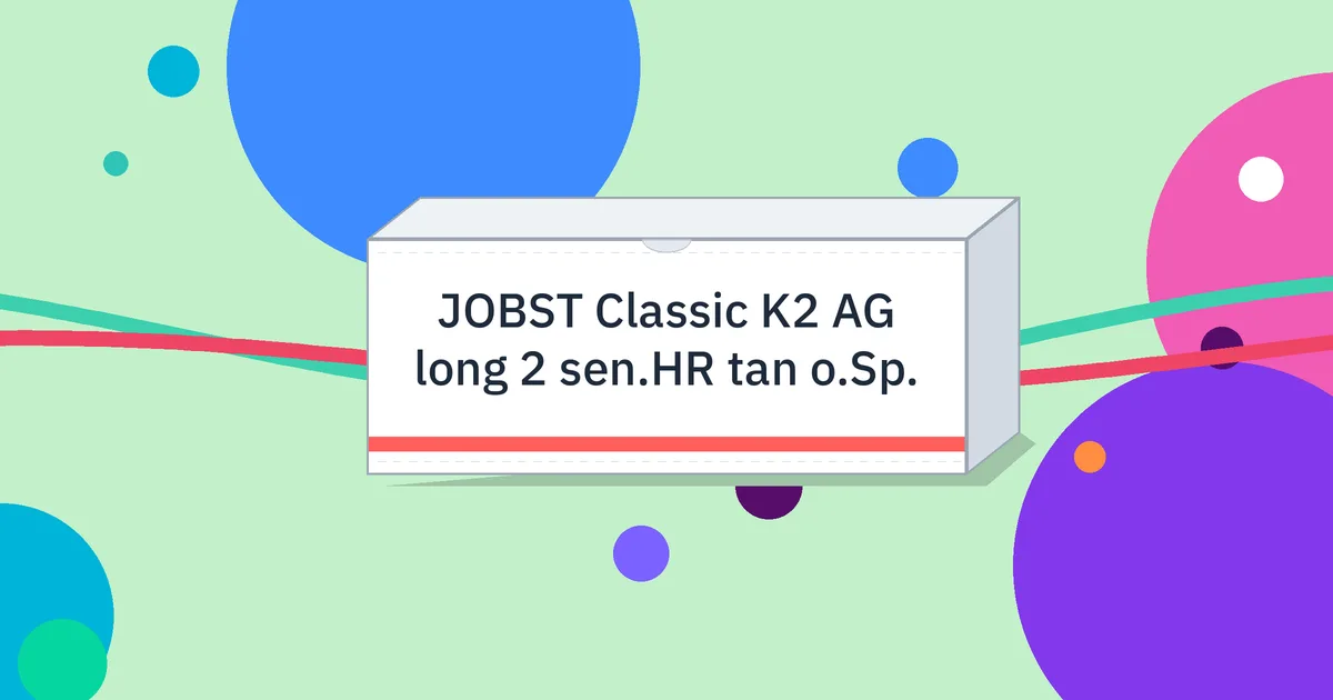Symbolbild: Packung mit der Aufschrift JOBST Classic K2 AG long 2 sen.HR tan o.Sp. (PZN 17958807) – Verfügbarkeit und Bezug in Apotheken in Frankfurt am Main
