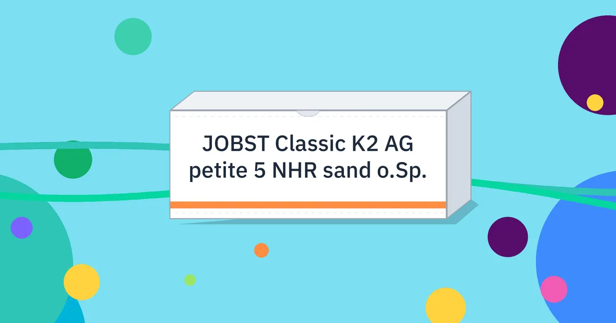 Symbolbild: Packung mit der Aufschrift JOBST Classic K2 AG petite 5 NHR sand o.Sp. (PZN 11273764) – Verfügbarkeit und Bezug in Apotheken in Frankfurt am Main