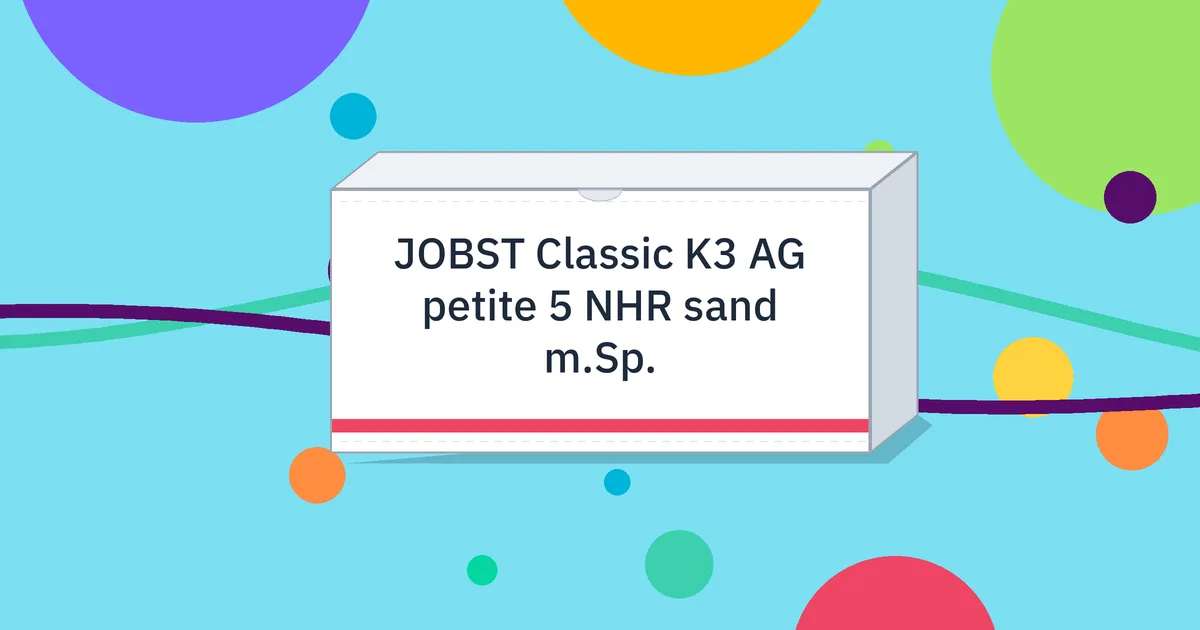 Symbolbild: Packung mit der Aufschrift JOBST Classic K3 AG petite 5 NHR sand m.Sp. (PZN 13072573) – Verfügbarkeit und Bezug in Apotheken in Frankfurt am Main