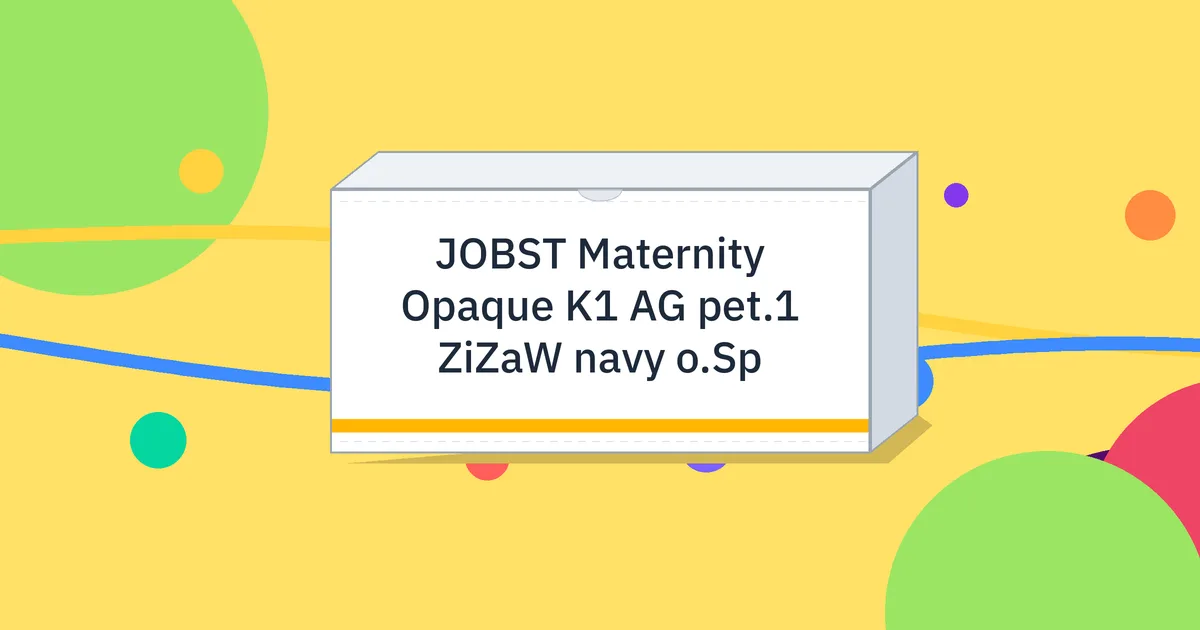 Symbolbild: Packung mit der Aufschrift JOBST Maternity Opaque K1 AG pet.1 ZiZaW navy o.Sp (PZN 15859739) – Verfügbarkeit und Bezug in Apotheken in Frankfurt am Main