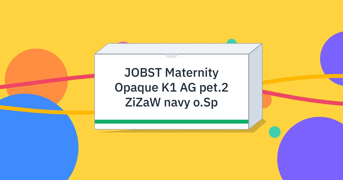 Symbolbild: Packung mit der Aufschrift JOBST Maternity Opaque K1 AG pet.2 ZiZaW navy o.Sp (PZN 15859745) – Verfügbarkeit und Bezug in Apotheken in Frankfurt am Main