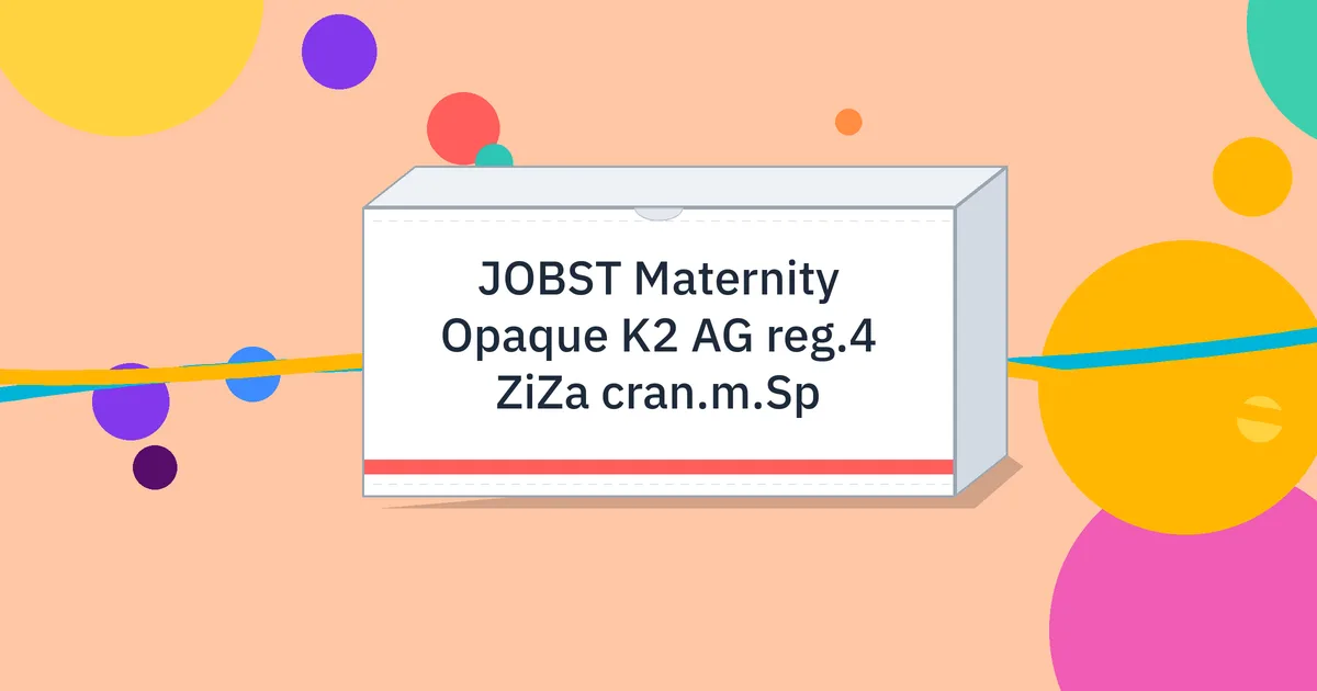 Symbolbild: Packung mit der Aufschrift JOBST Maternity Opaque K2 AG reg.4 ZiZa cran.m.Sp (PZN 15858154) – Verfügbarkeit und Bezug in Apotheken in Frankfurt am Main
