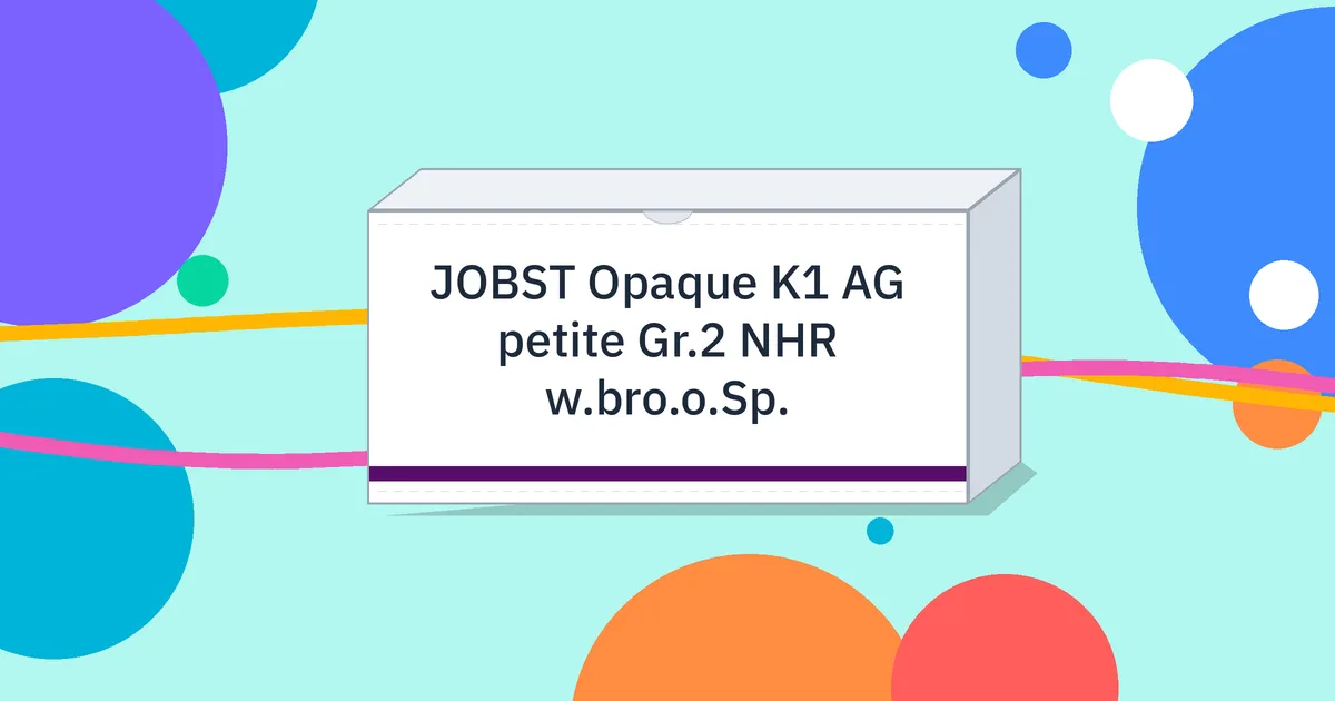Symbolbild: Packung mit der Aufschrift JOBST Opaque K1 AG petite Gr.2 NHR w.bro.o.Sp. (PZN 13088344) – Verfügbarkeit und Bezug in Apotheken in Frankfurt am Main