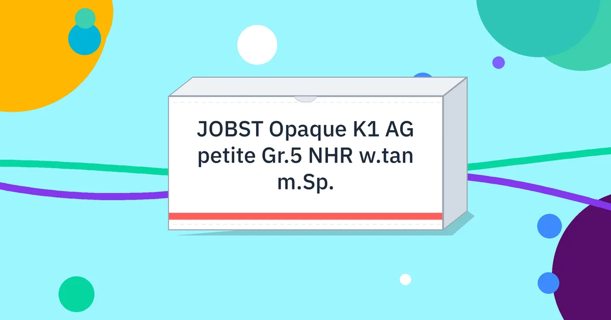 Symbolbild: Packung mit der Aufschrift JOBST Opaque K1 AG petite Gr.5 NHR w.tan m.Sp. (PZN 16270115) – Verfügbarkeit und Bezug in Apotheken in Frankfurt am Main