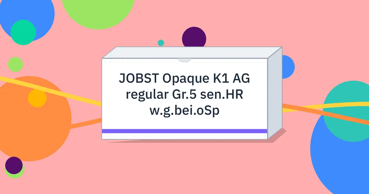 Symbolbild: Packung mit der Aufschrift JOBST Opaque K1 AG regular Gr.5 sen.HR w.g.bei.oSp (PZN 16265887) – Verfügbarkeit und Bezug in Apotheken in Frankfurt am Main