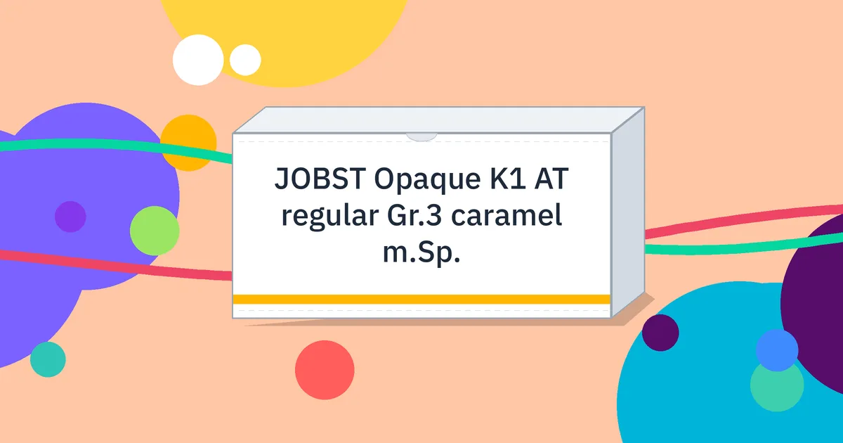 Symbolbild: Packung mit der Aufschrift JOBST Opaque K1 AT regular Gr.3 caramel m.Sp. (PZN 13106817) – Verfügbarkeit und Bezug in Apotheken in Frankfurt am Main