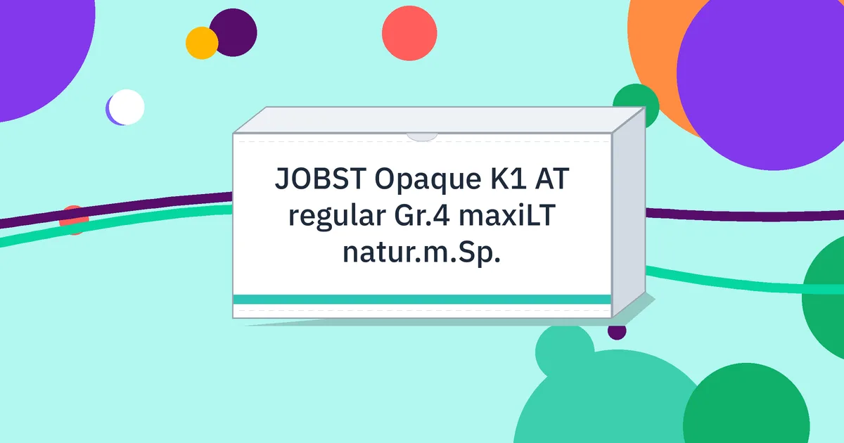 Symbolbild: Packung mit der Aufschrift JOBST Opaque K1 AT regular Gr.4 maxiLT natur.m.Sp. (PZN 13106177) – Verfügbarkeit und Bezug in Apotheken in Frankfurt am Main