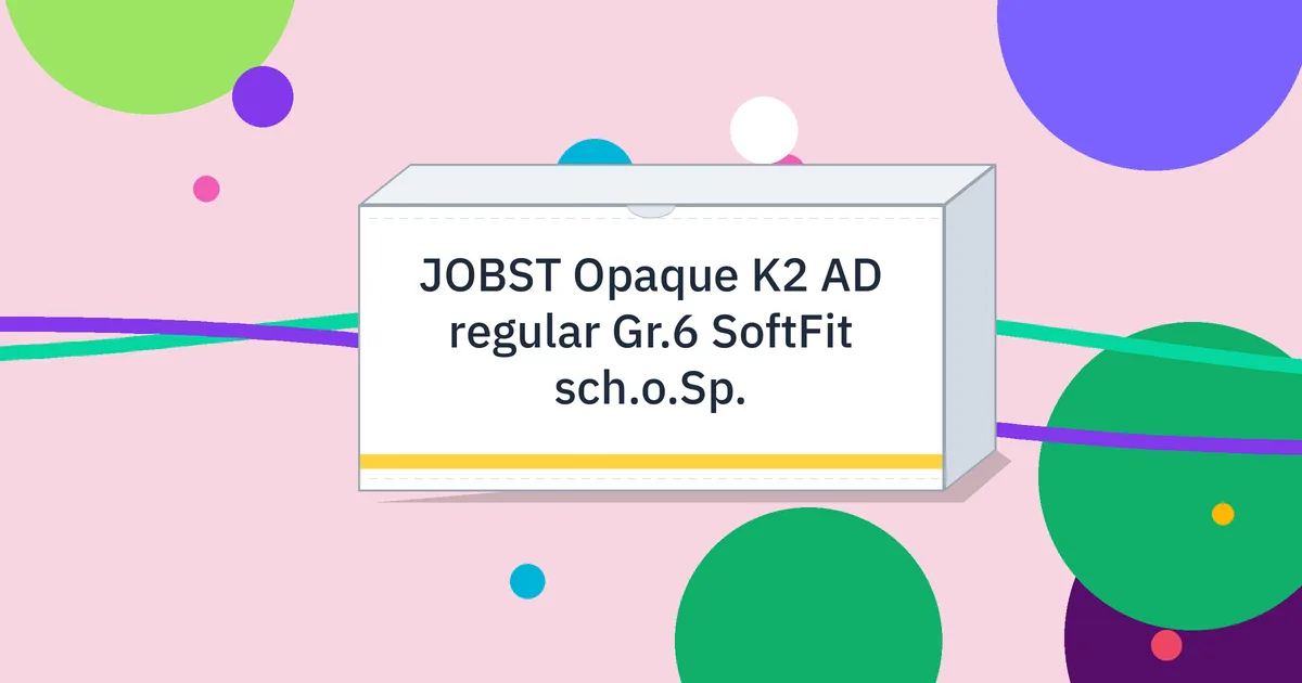 Symbolbild: Packung mit der Aufschrift JOBST Opaque K2 AD regular Gr.6 SoftFit sch.o.Sp. (PZN 11249926) – Verfügbarkeit und Bezug in Apotheken in Frankfurt am Main