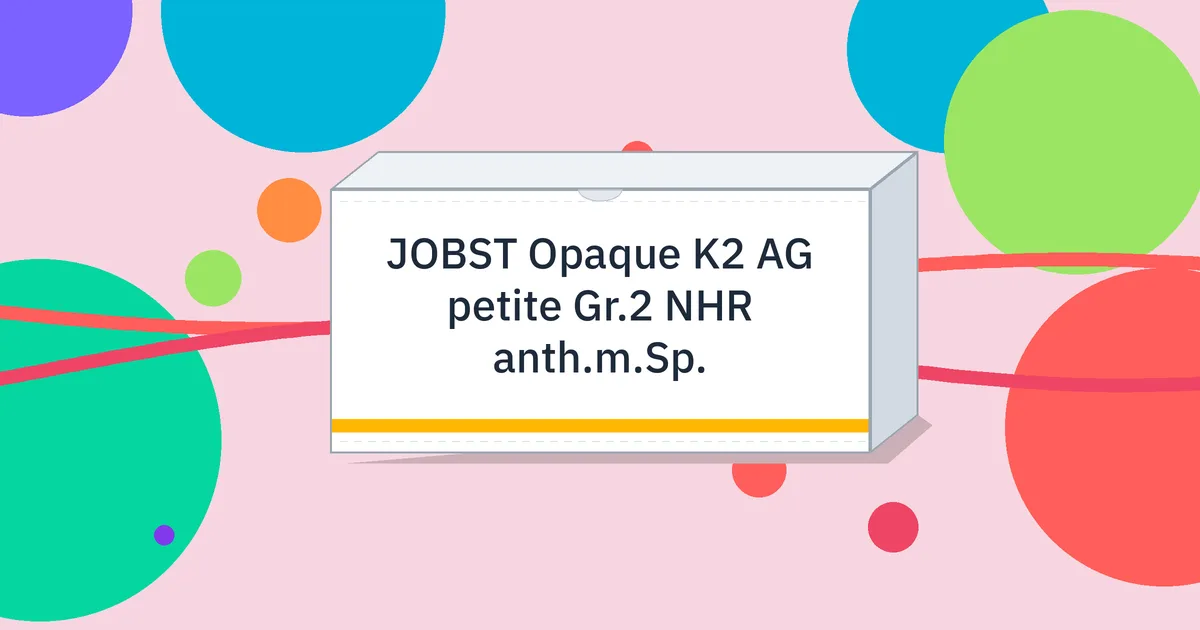 Symbolbild: Packung mit der Aufschrift JOBST Opaque K2 AG petite Gr.2 NHR anth.m.Sp. (PZN 16283141) – Verfügbarkeit und Bezug in Apotheken in Frankfurt am Main