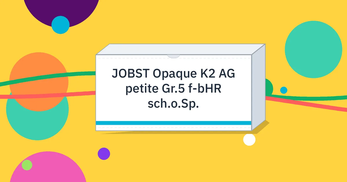 Symbolbild: Packung mit der Aufschrift JOBST Opaque K2 AG petite Gr.5 f-bHR sch.o.Sp. (PZN 11256369) – Verfügbarkeit und Bezug in Apotheken in Frankfurt am Main