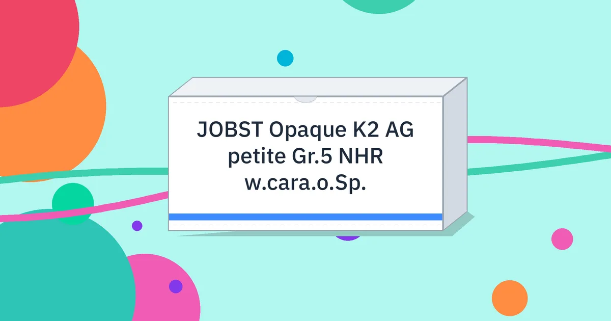 Symbolbild: Packung mit der Aufschrift JOBST Opaque K2 AG petite Gr.5 NHR w.cara.o.Sp. (PZN 11255950) – Verfügbarkeit und Bezug in Apotheken in Frankfurt am Main