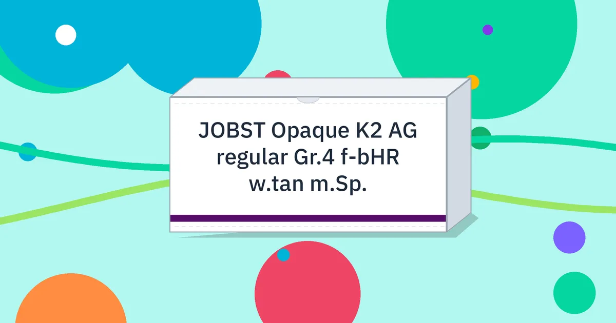 Symbolbild: Packung mit der Aufschrift JOBST Opaque K2 AG regular Gr.4 f-bHR w.tan m.Sp. (PZN 16281337) – Verfügbarkeit und Bezug in Apotheken in Frankfurt am Main