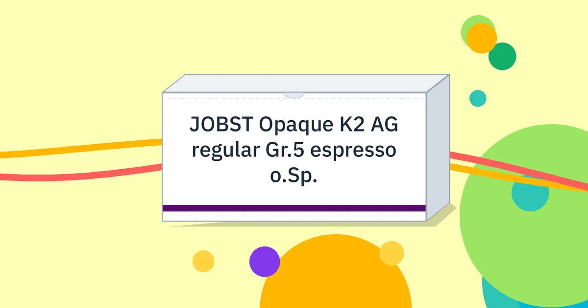 Symbolbild: Packung mit der Aufschrift JOBST Opaque K2 AG regular Gr.5 espresso o.Sp. (PZN 16281975) – Verfügbarkeit und Bezug in Apotheken in Frankfurt am Main