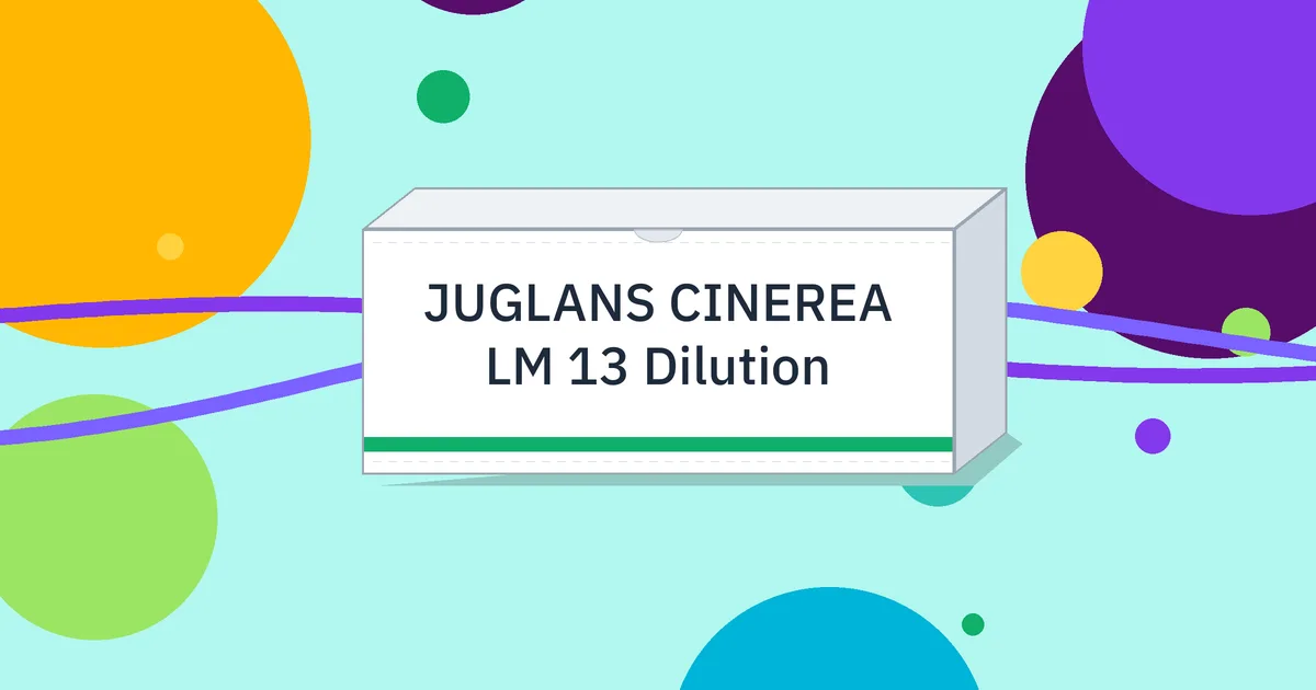 Symbolbild: Packung mit der Aufschrift JUGLANS CINEREA LM 13 Dilution (PZN 13563710) – Verfügbarkeit und Bezug in Apotheken in Frankfurt am Main