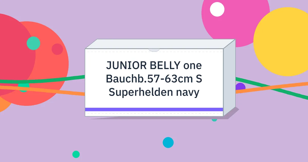 Symbolbild: Packung mit der Aufschrift JUNIOR BELLY one Bauchb.57-63cm S Superhelden navy (PZN 13247570) – Verfügbarkeit und Bezug in Apotheken in Frankfurt am Main