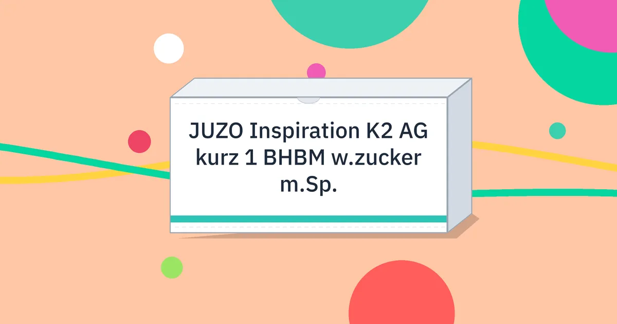 Symbolbild: Packung mit der Aufschrift JUZO Inspiration K2 AG kurz 1 BHBM w.zucker m.Sp. (PZN 14883049) – Verfügbarkeit und Bezug in Apotheken in Frankfurt am Main