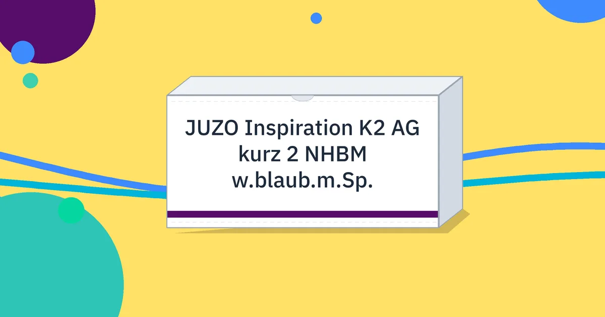 Symbolbild: Packung mit der Aufschrift JUZO Inspiration K2 AG kurz 2 NHBM w.blaub.m.Sp. (PZN 14961097) – Verfügbarkeit und Bezug in Apotheken in Frankfurt am Main