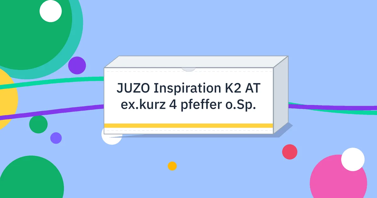Symbolbild: Packung mit der Aufschrift JUZO Inspiration K2 AT ex.kurz 4 pfeffer o.Sp. (PZN 14932262) – Verfügbarkeit und Bezug in Apotheken in Frankfurt am Main