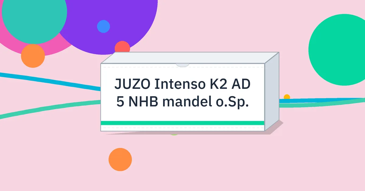 Symbolbild: Packung mit der Aufschrift JUZO Intenso K2 AD 5 NHB mandel o.Sp. (PZN 18620507) – Verfügbarkeit und Bezug in Apotheken in Frankfurt am Main