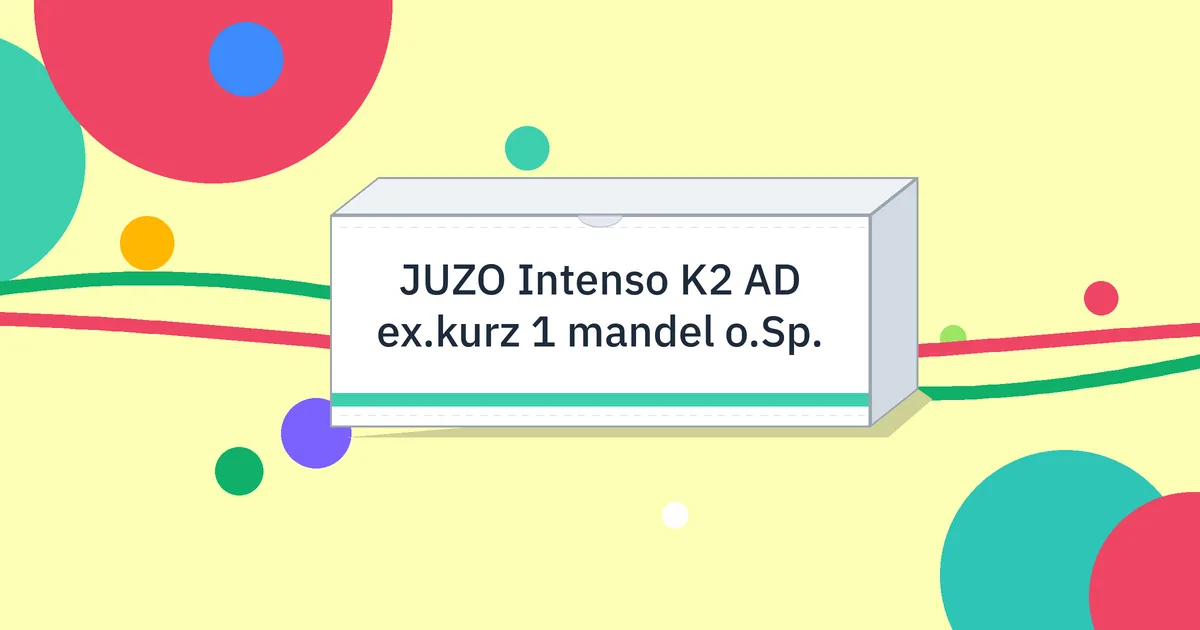 Symbolbild: Packung mit der Aufschrift JUZO Intenso K2 AD ex.kurz 1 mandel o.Sp. (PZN 18618717) – Verfügbarkeit und Bezug in Apotheken in Frankfurt am Main