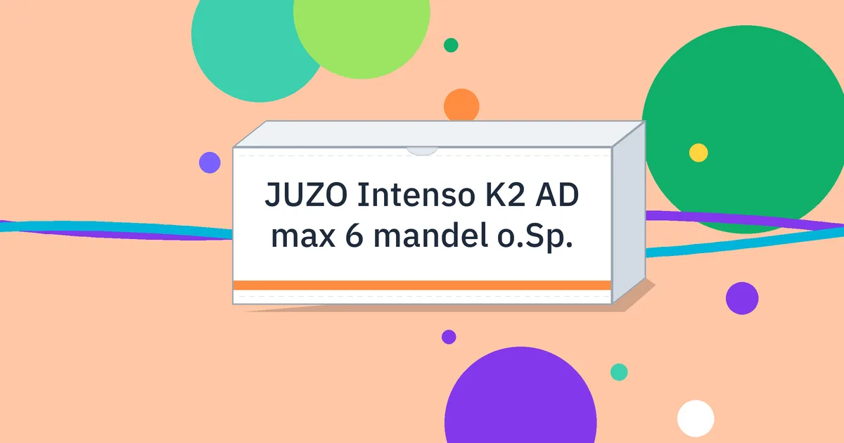 Symbolbild: Packung mit der Aufschrift JUZO Intenso K2 AD max 6 mandel o.Sp. (PZN 18619958) – Verfügbarkeit und Bezug in Apotheken in Frankfurt am Main