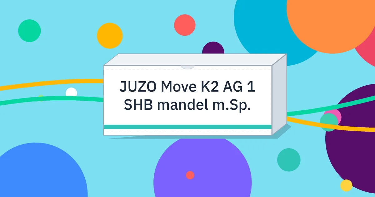 Symbolbild: Packung mit der Aufschrift JUZO Move K2 AG 1 SHB mandel m.Sp. (PZN 16651107) – Verfügbarkeit und Bezug in Apotheken in Frankfurt am Main