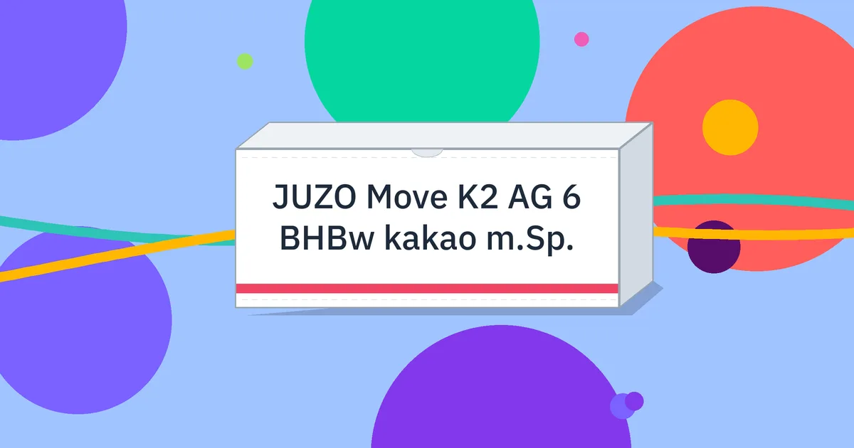 Symbolbild: Packung mit der Aufschrift JUZO Move K2 AG 6 BHBw kakao m.Sp. (PZN 18556198) – Verfügbarkeit und Bezug in Apotheken in Frankfurt am Main