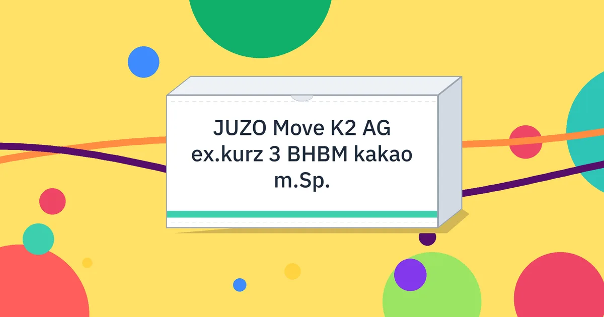 Symbolbild: Packung mit der Aufschrift JUZO Move K2 AG ex.kurz 3 BHBM kakao m.Sp. (PZN 18564269) – Verfügbarkeit und Bezug in Apotheken in Frankfurt am Main