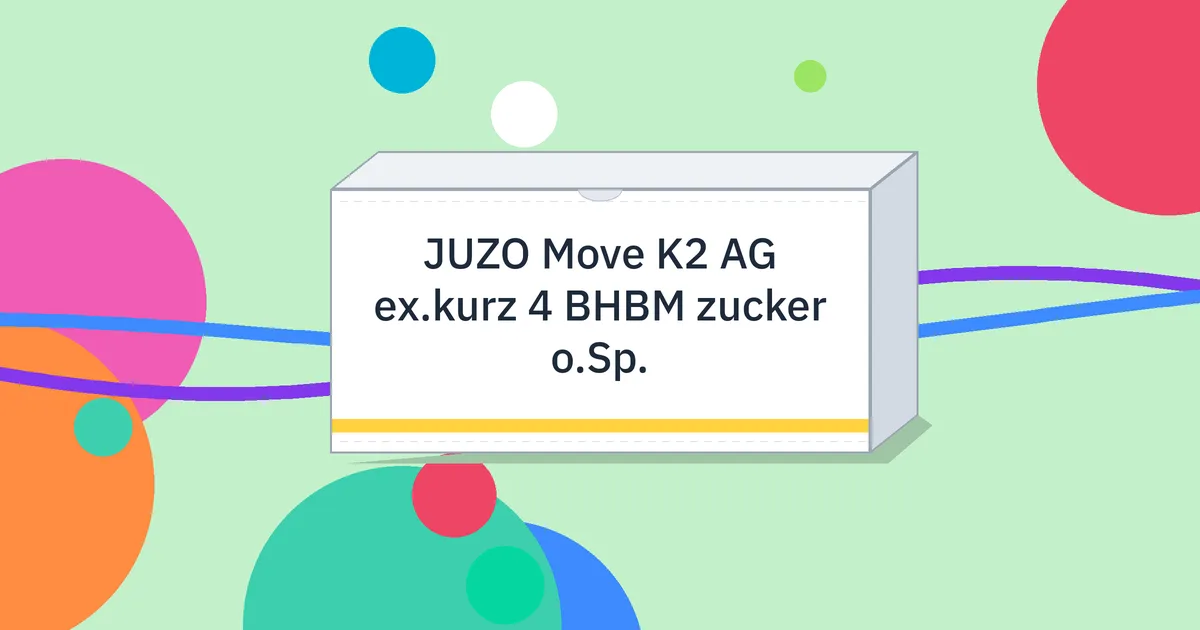 Symbolbild: Packung mit der Aufschrift JUZO Move K2 AG ex.kurz 4 BHBM zucker o.Sp. (PZN 18534423) – Verfügbarkeit und Bezug in Apotheken in Frankfurt am Main