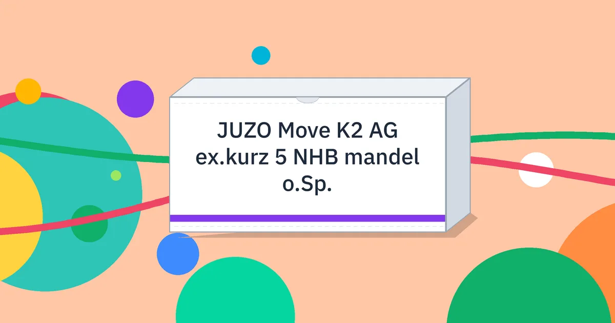 Symbolbild: Packung mit der Aufschrift JUZO Move K2 AG ex.kurz 5 NHB mandel o.Sp. (PZN 16639129) – Verfügbarkeit und Bezug in Apotheken in Frankfurt am Main